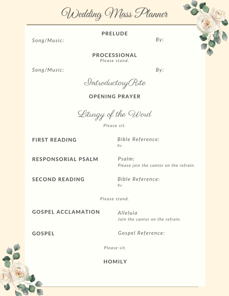 Download – Catholic Wedding Program Template - Catholic Wedding Planning